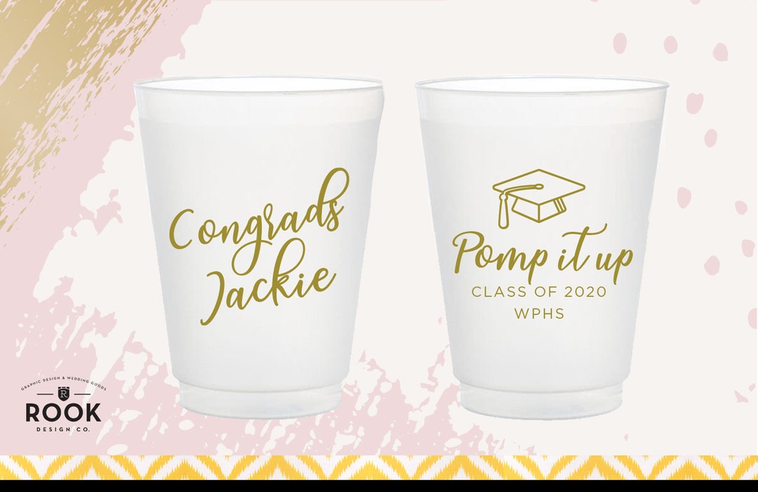 Personalized Graduation Party Cups: Frosted Plastic, Custom Grad Favors ...
