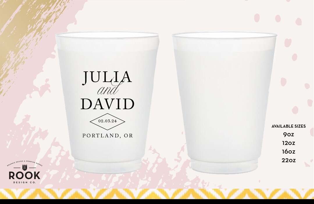 Monogram Wedding Cups: Classic Diamond Design, Frosted Party Favors - Etsy