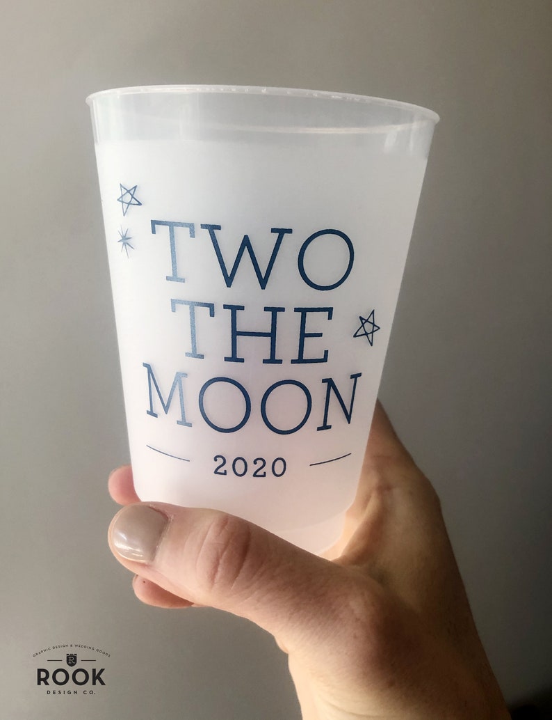 Two the Moon Birthday Party Cups Frosted Cups 2nd Birthday - Etsy