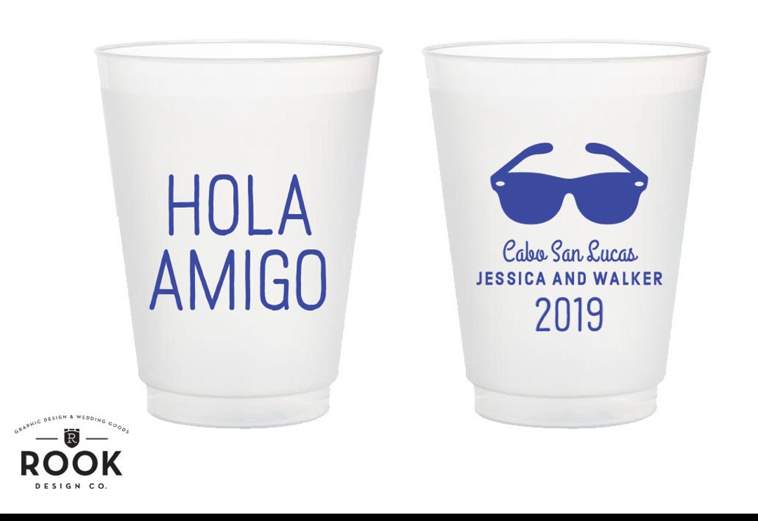 Destination Wedding Cups: Personalized Plastic Beer Cups, Hola Amigo - Etsy