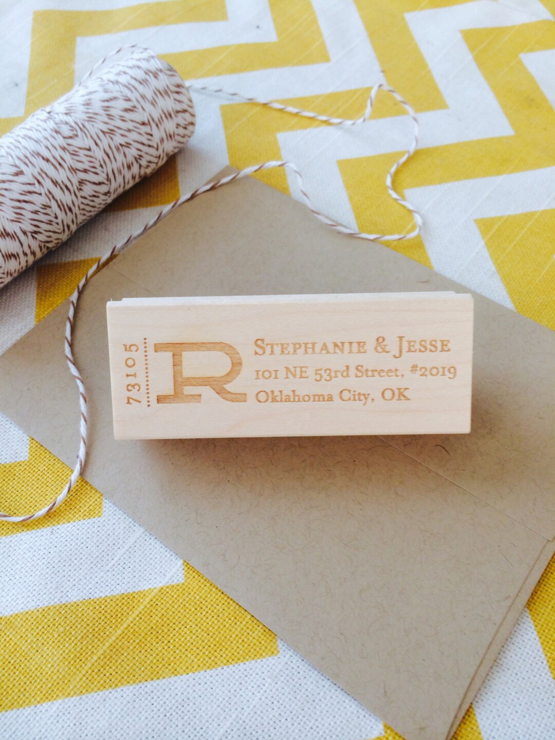 Monogram Address Stamp, Large Letter Address Stamp, 3 X 1" Address ...