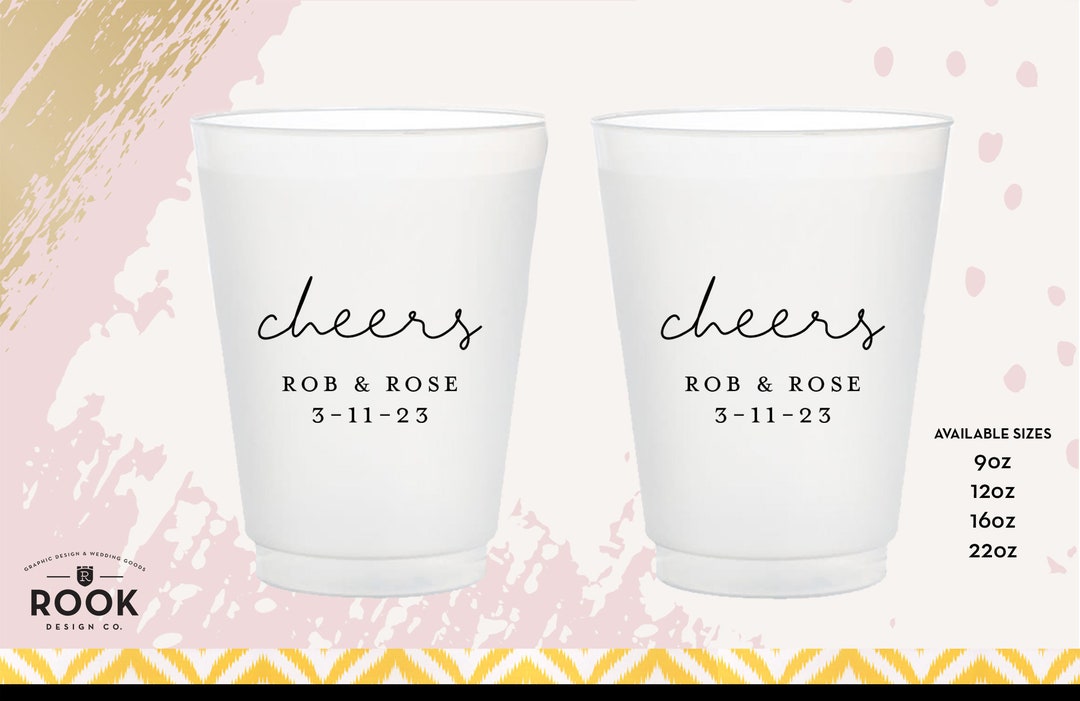 Cheers Party Plastic Cups Wedding Frosted Cup Party - Etsy