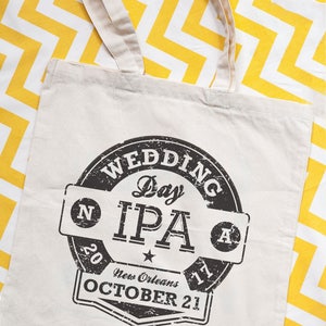 Beer Label Wedding Tote, Wedding Canvas Bag, IPA Wedding Tote, Hotel ...