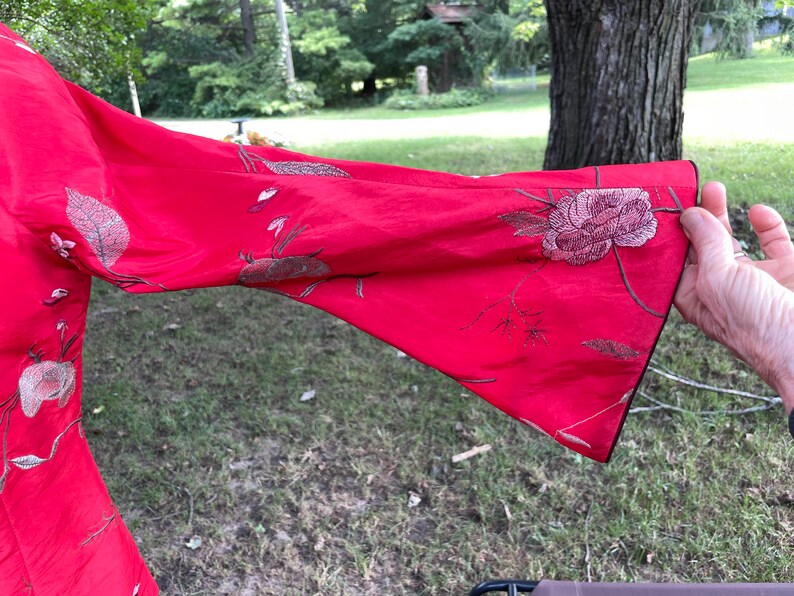 Vintage Red Chinese Embroidered Jacket Hip Length, Frog Closures ...