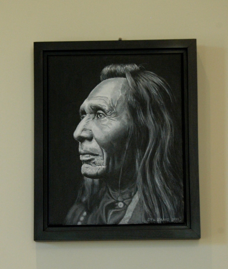 Original Canvas Painting, 3 EAGLES, NEZ PERCE ~ Framed 16 X 13 Inches ...