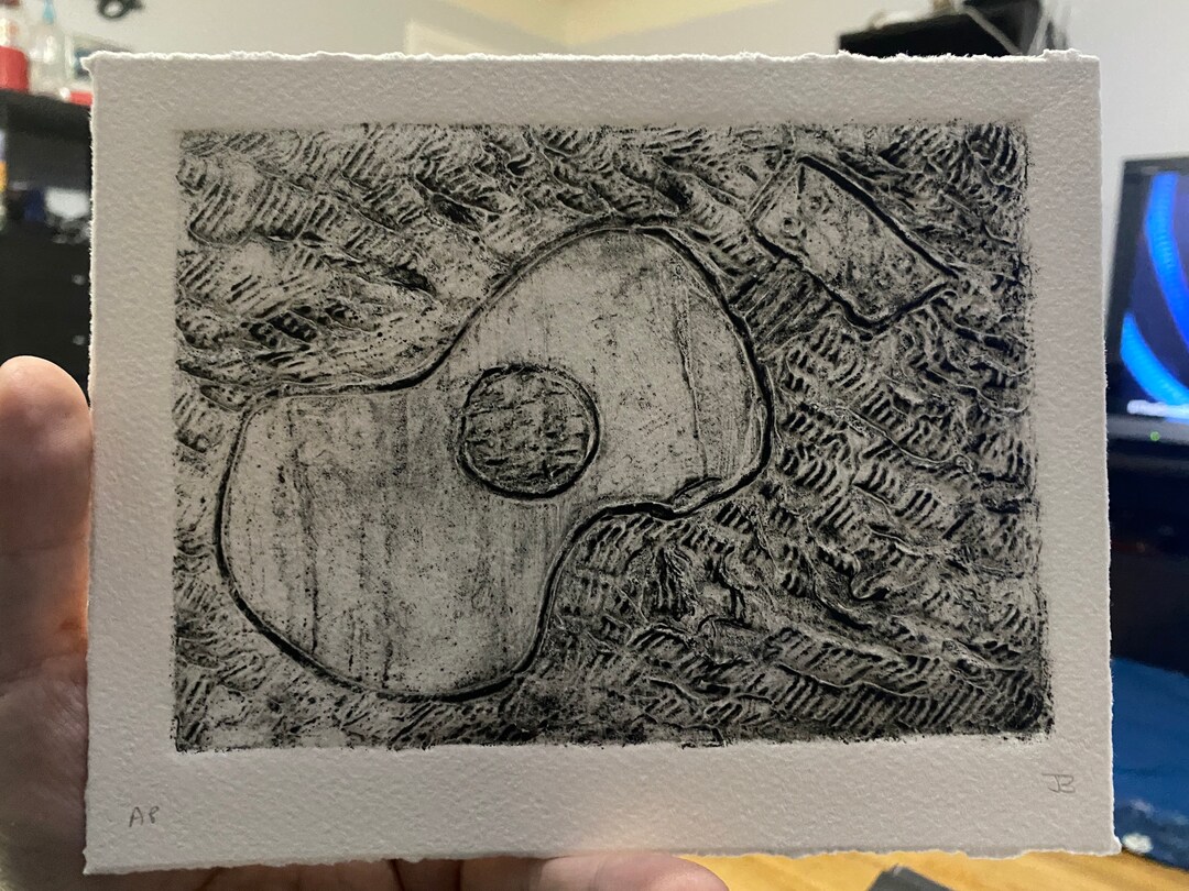 Guitar - Signed Intaglio Collagraph Print - Etsy