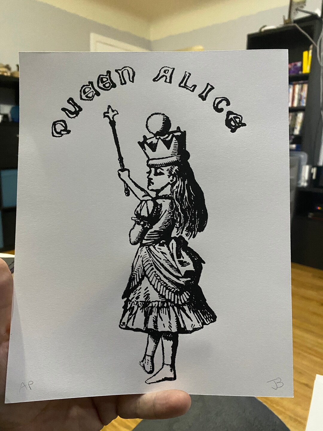 Queen Alice From Through the Looking-glass - Hand Printed Signed Wood ...