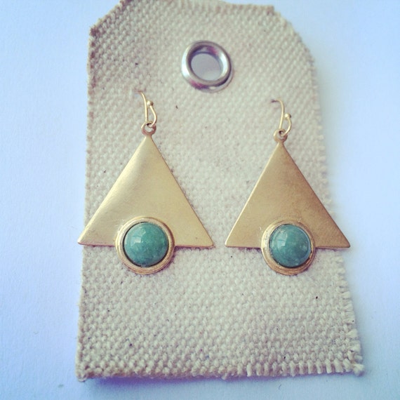 Geometric Gold Triangle Gold Triangle Earrings Geometric | Etsy