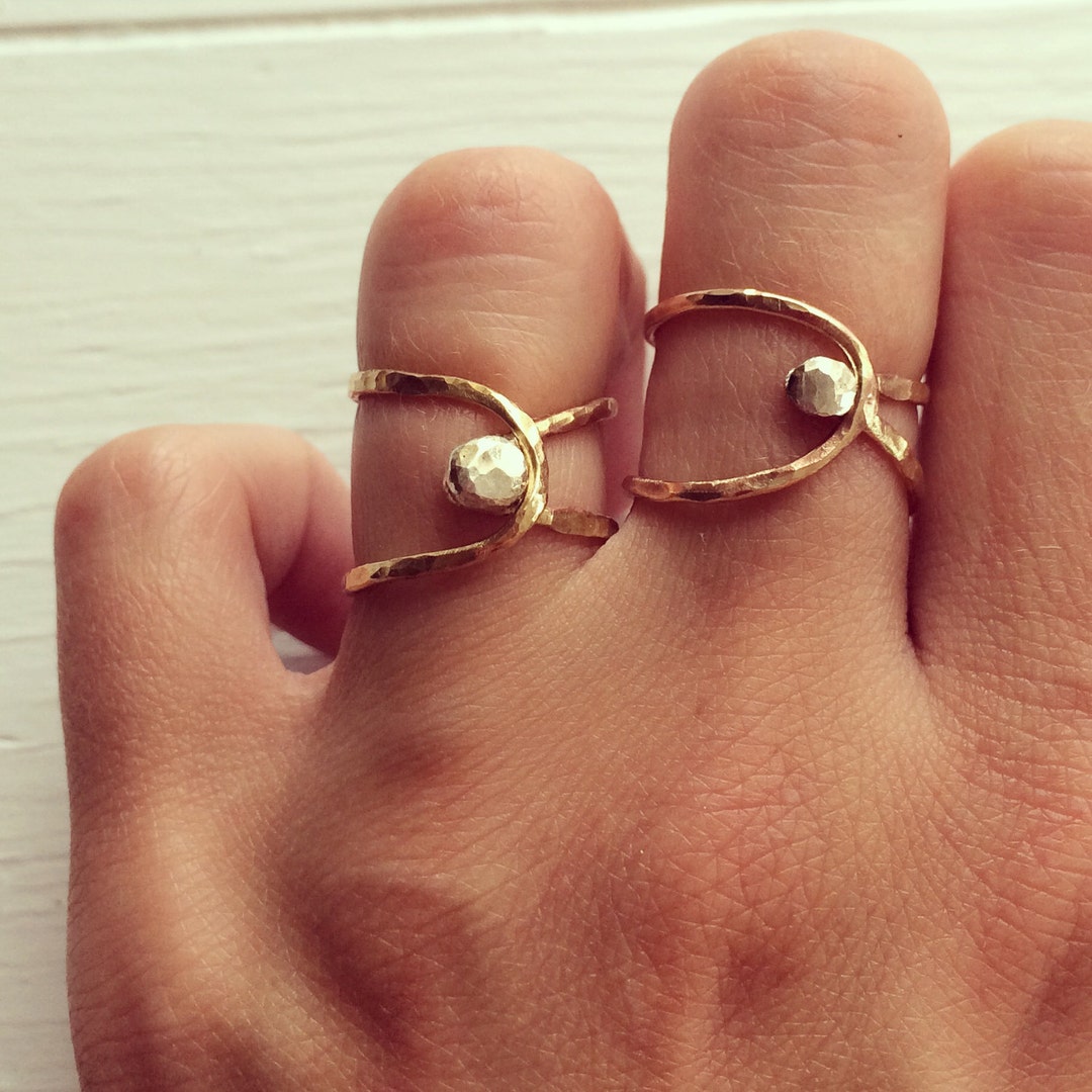 Wraparound Ring- Hammered Gold Ball Ring-silver Ball Ring- Gold Thin ...