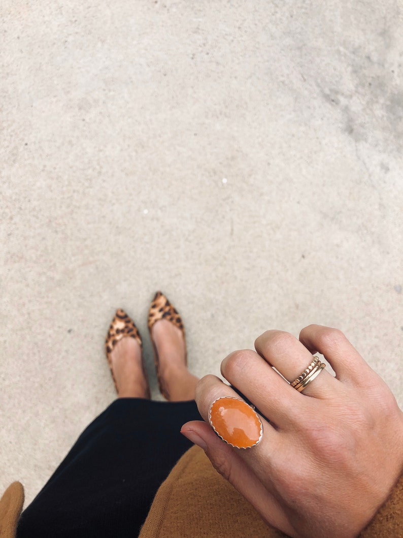 Black Onyx Ring Sterling Silver Hammered Ring - Tangerine Ring - Orange ...