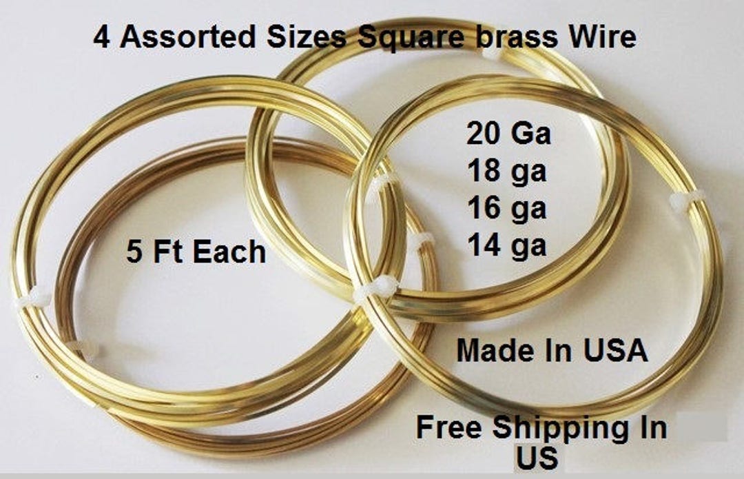 Square Brass Wire 4 Assorted Sizes ( 20 - 18 - 16 - 14 Ga) 5 Ft Each ...