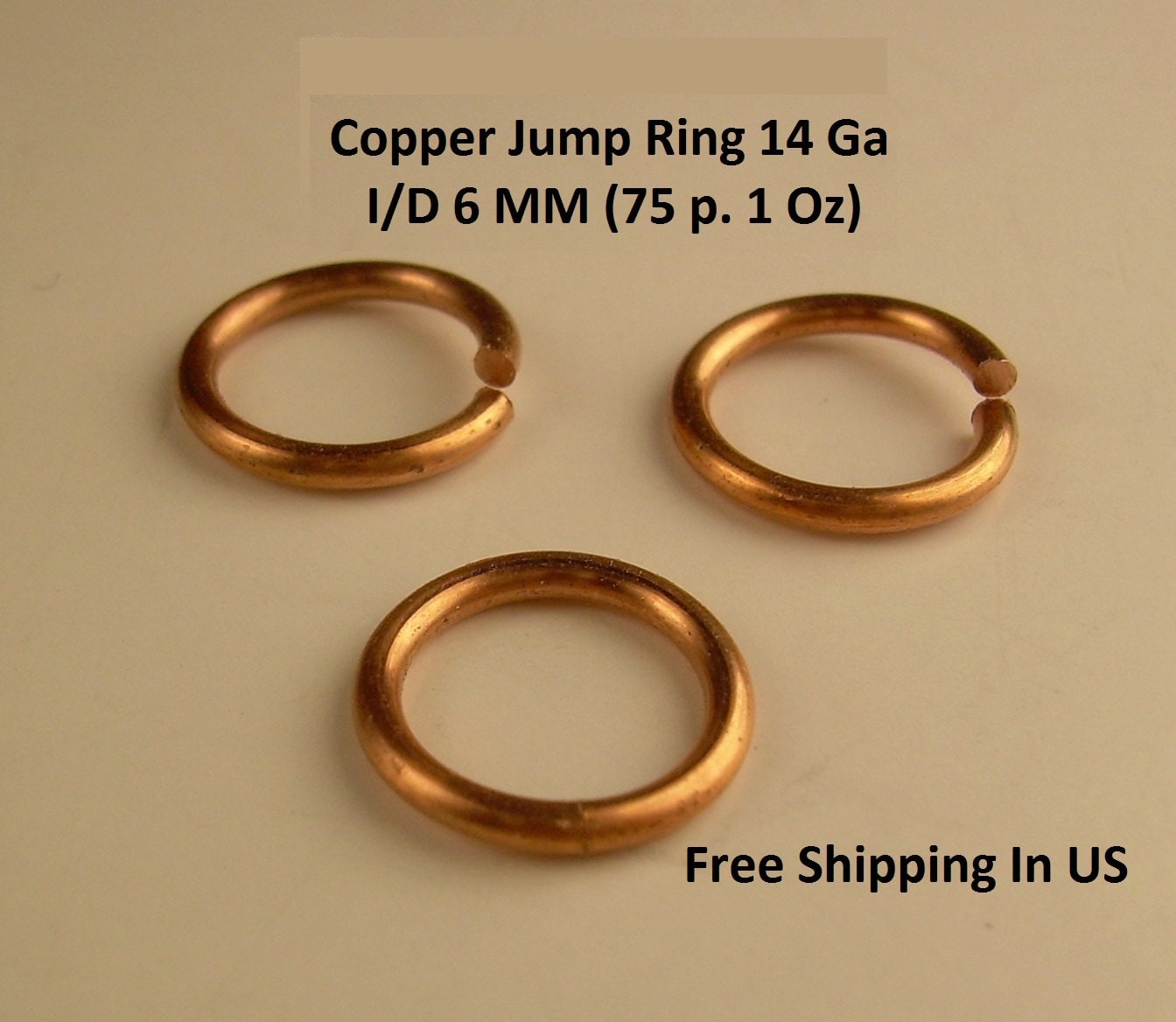 Solid Copper jump ring 14ga wire Inside Diameter 6mm 75pcs. 1 | Etsy