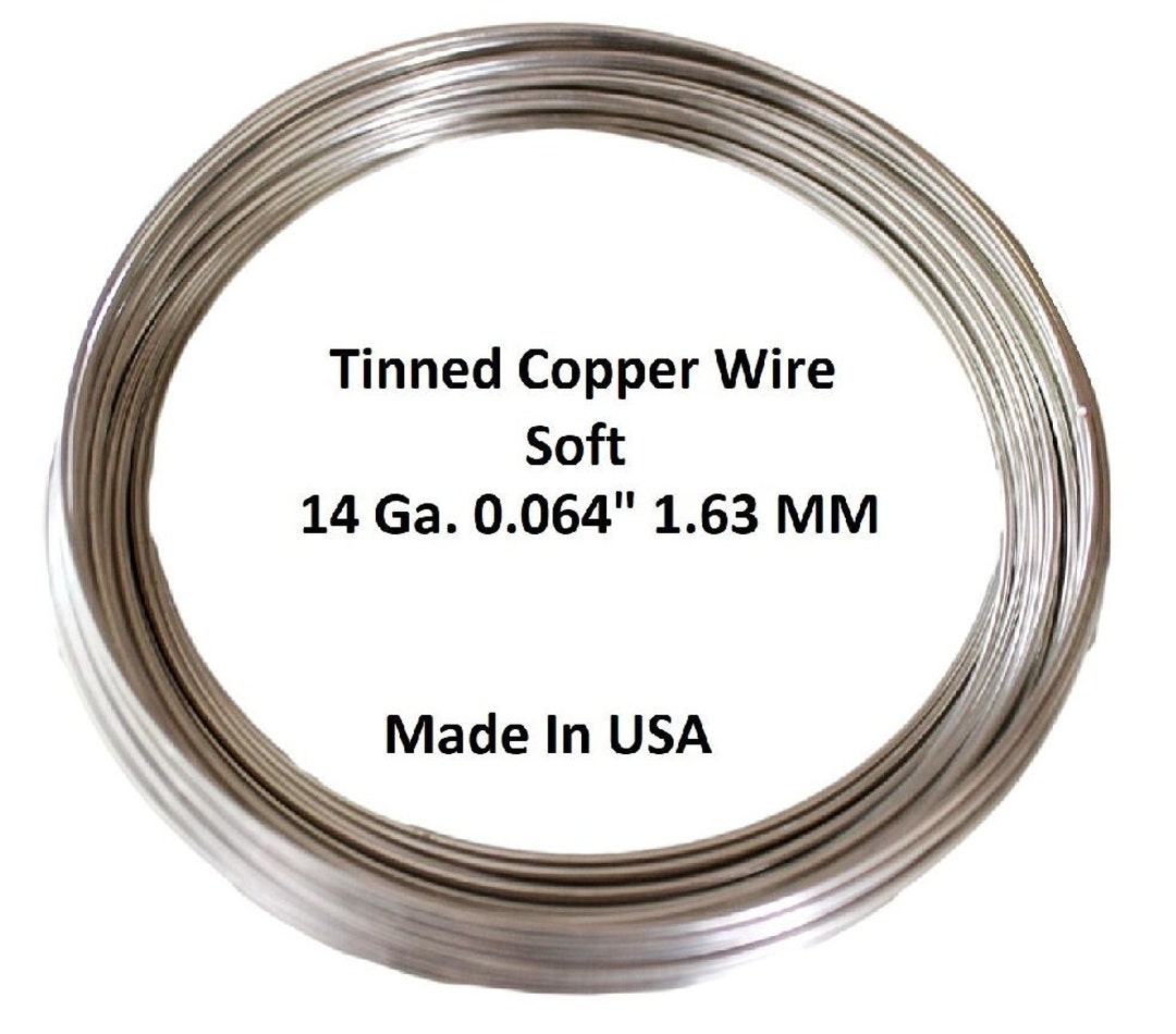 14 Ga Tinned Copper Pure Round Wire, Coil ( Tin Coated Copper) - Choose ...