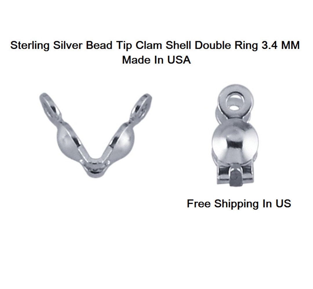 Sterling Silver Clam Shell Bead Tip 3.4 MM With Double Ring 1110ds - Etsy