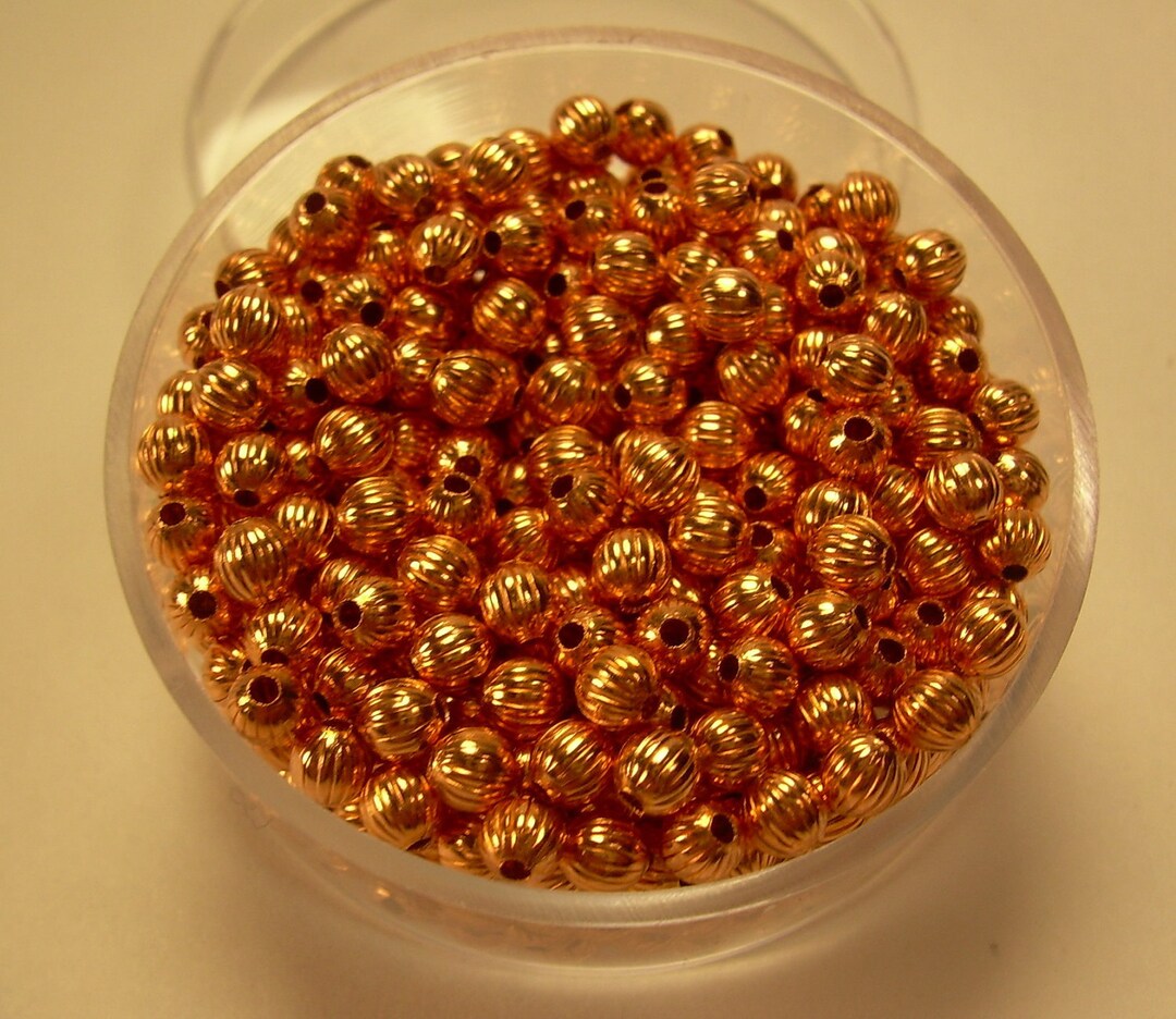 3.2 Mm 144 Pcs. Corrugated COPPER SMOOTH BEADS (genuine Solid Copper ...