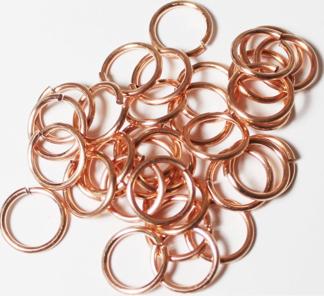 Copper Jump Ring 14ga Heavy Wire Inside Diameter 10 MM 45pcs. 1 OZ Saw ...