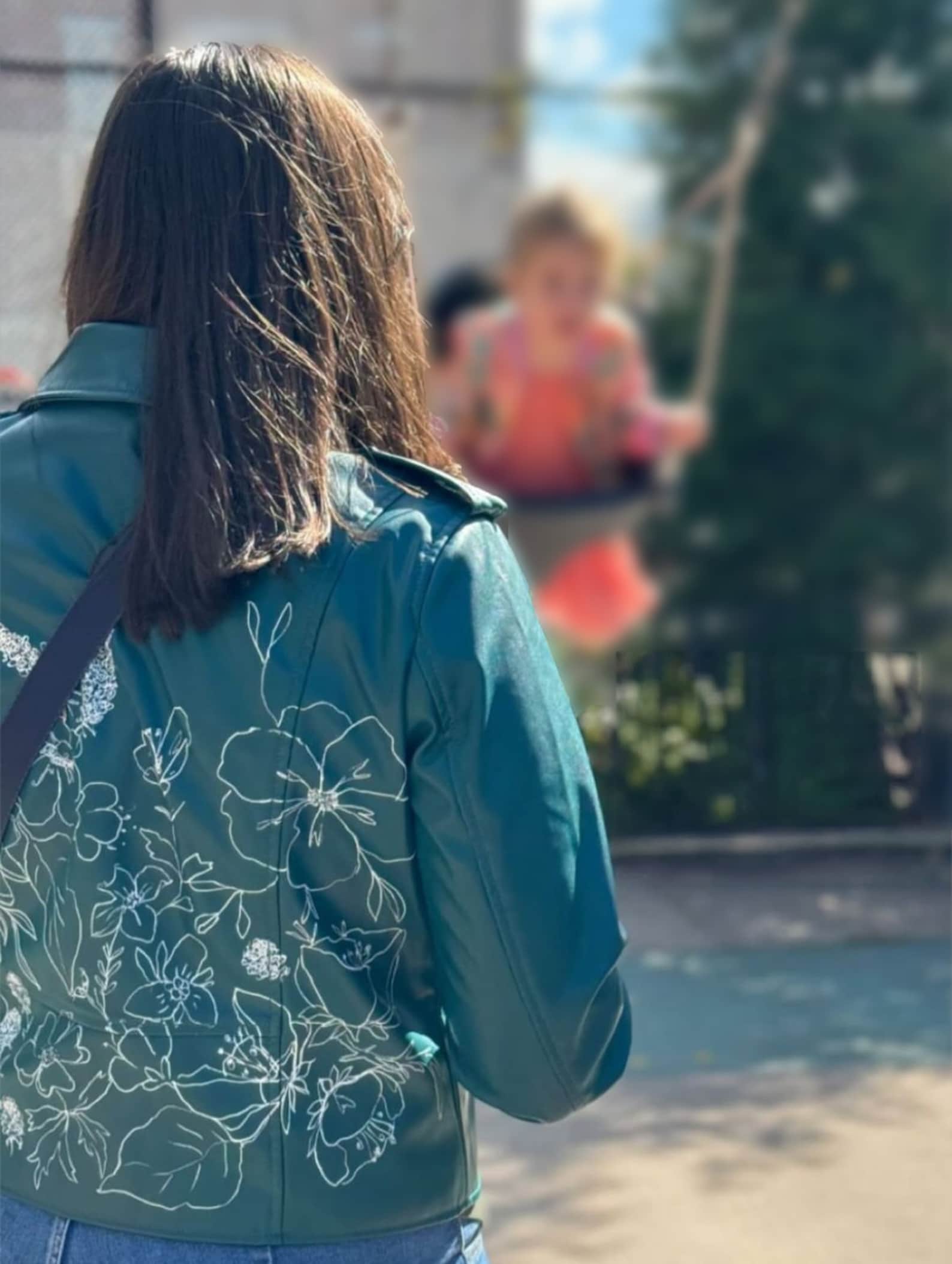 Custom Hand Painted Floral Faux Leather Jacket - Etsy