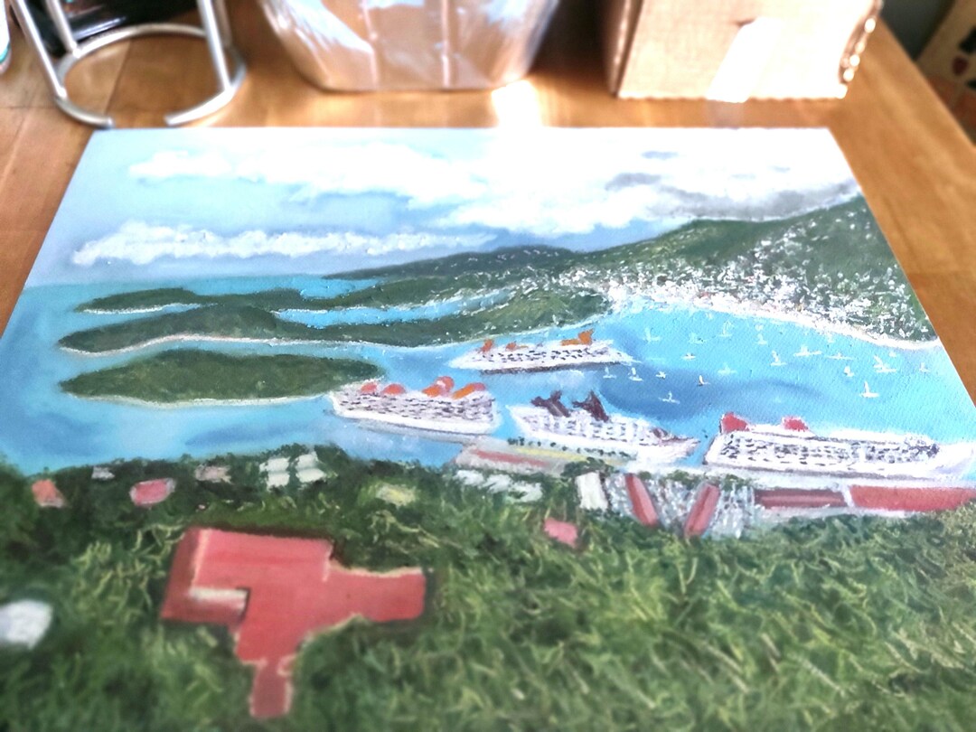 Charlotte Amalie US VIRGIN ISLAND Soft Color Pastel Landscape Drawing ...