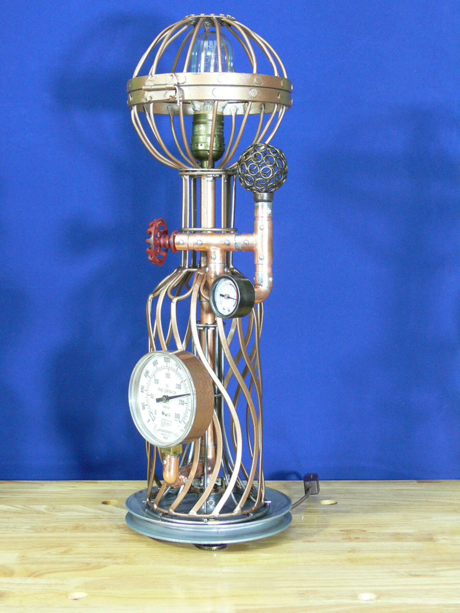 Steampunk, Gauges, Edison, Copper, Brass, Lamp, Art, Rivets ...