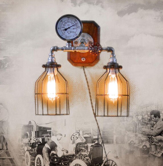Steampunk'd Wall Sconce, Lighting, Industrial Art, Mastergreig, Gauge ...