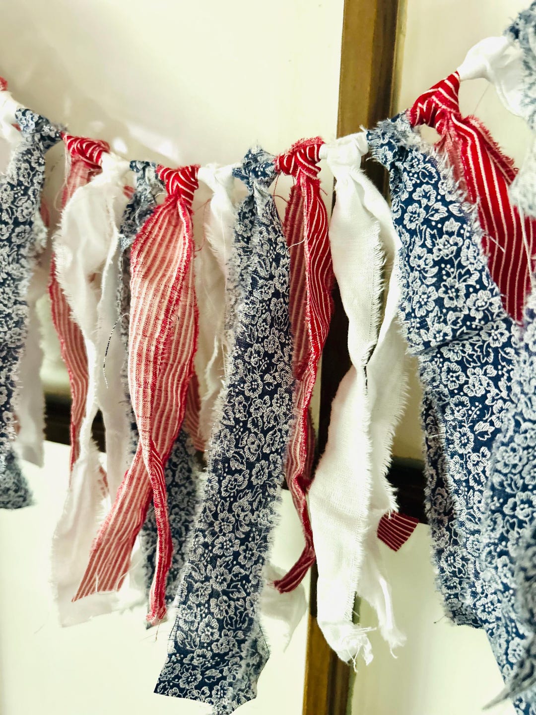 Patriotic Garland, American Flag Swag, American Flag Garland, Fabric ...