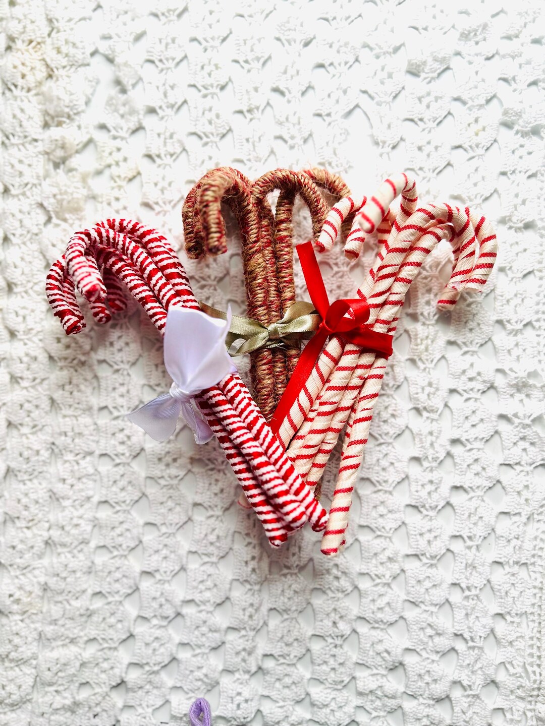 Handmade Fabric Wrapped Candy Cane Ornaments: Rustic Christmas Tree ...