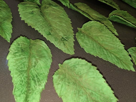 12 Edible Sunflower LEAVES /Gum paste/fondant / Cake | Etsy