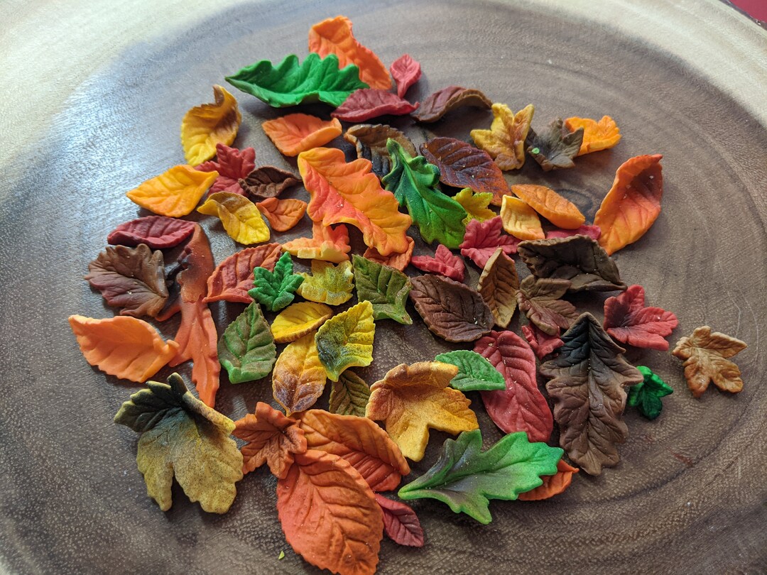 Fall /autumn Mini 1/4"-2.5" Gum Paste Leaves / Edible Cupcake Cake ...