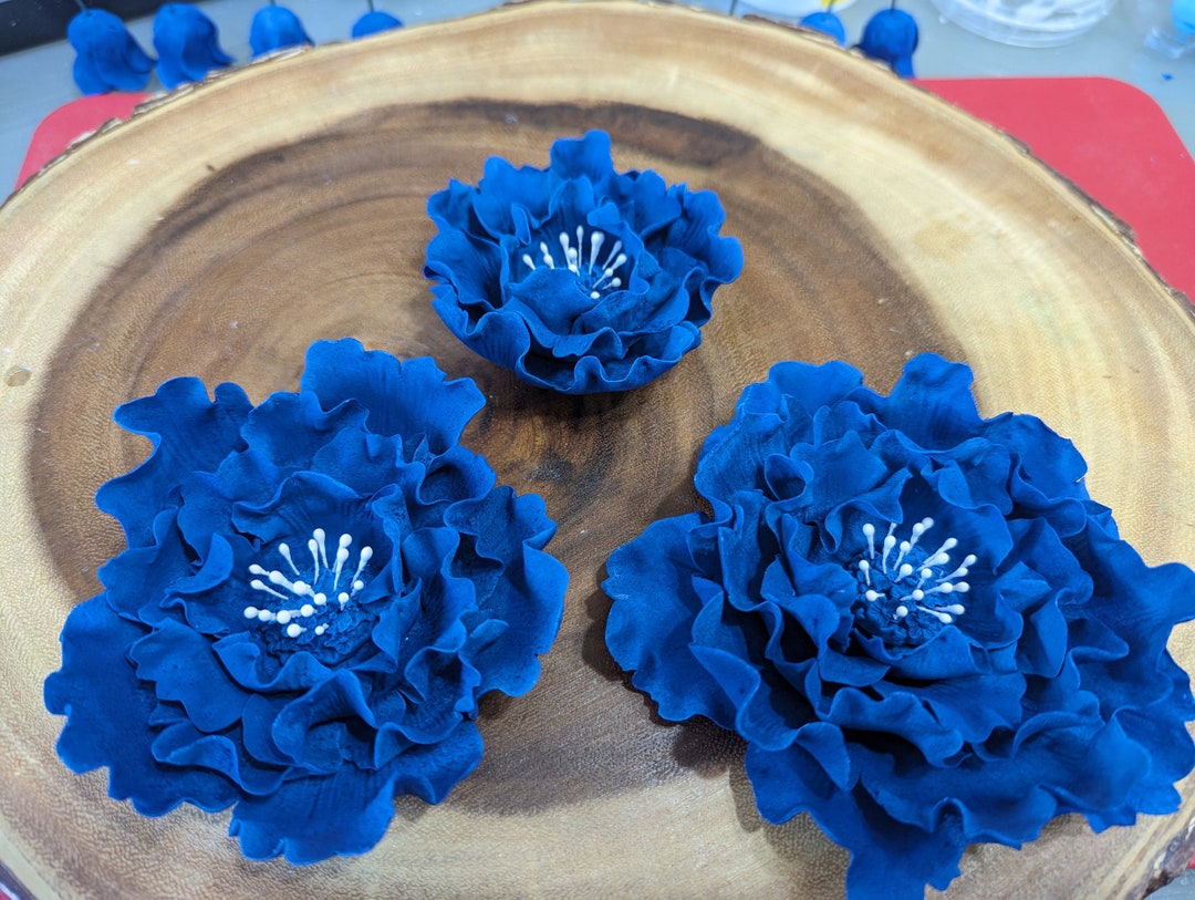 3 Edible Peony Blue Flowers/ Any Color / Cake Decoration / Sugar ...