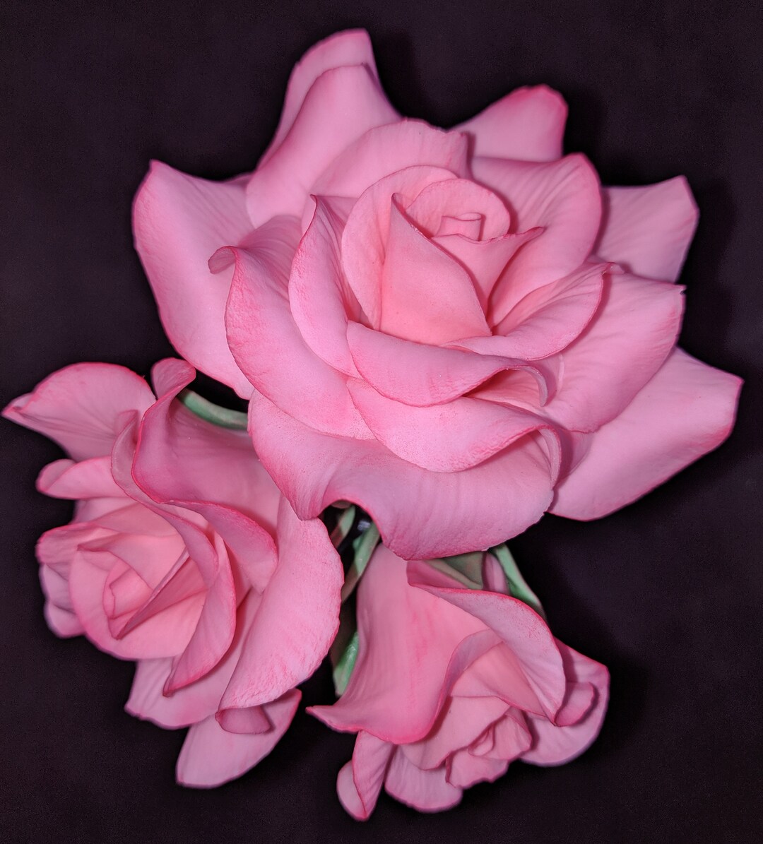 3 Edible Veined HOT PINK ROSES and Leaves /gum Paste/ Any Color/sugar ...