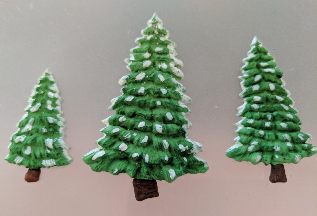 12 Edible Trees, 3 Sizes, Any Color, Christmas, Cake Decoration, Winter ...