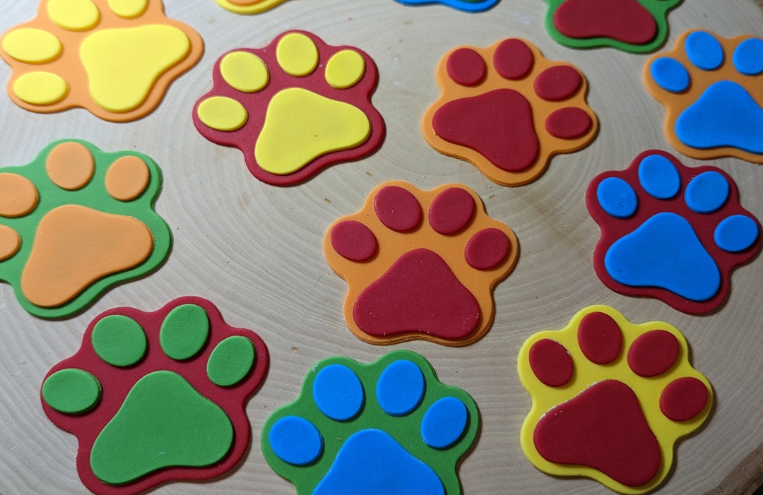 24 - 2"-2" Paw Print Cupcake Toppers/ Cup Cake Toppers / Gum Paste ...