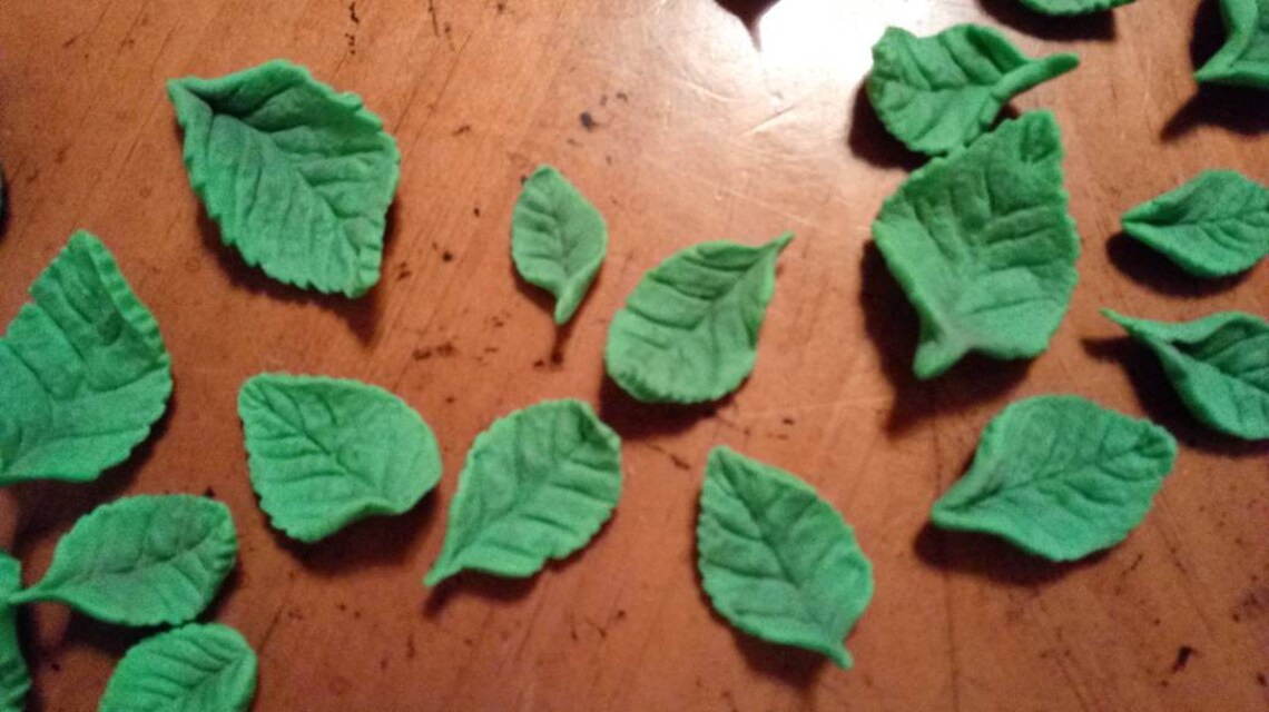 24 Dainty Gum Paste Leaves / Edible Cake Decorations - Etsy