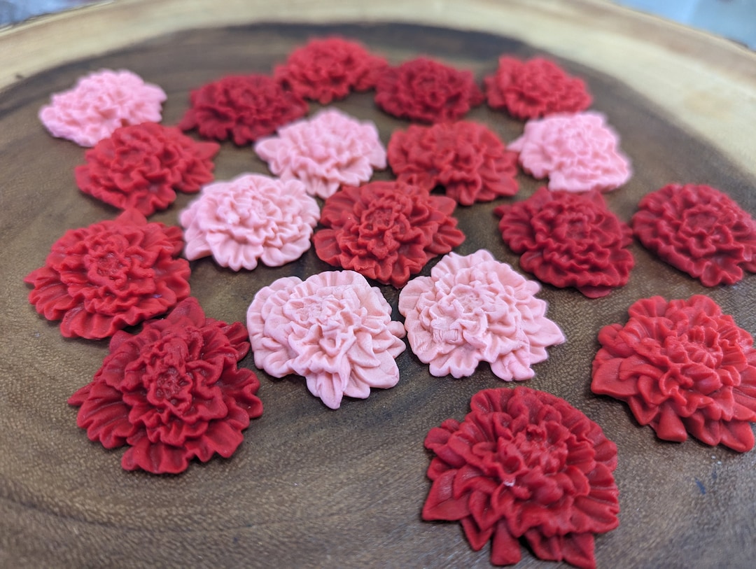 12 Edible Small - 2" 2 Color Carnations- Sugar Flowers / Gum Paste ...
