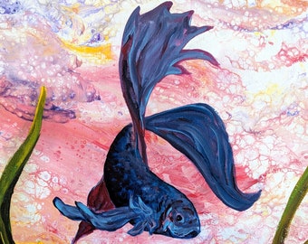 Abstract fish art | Etsy