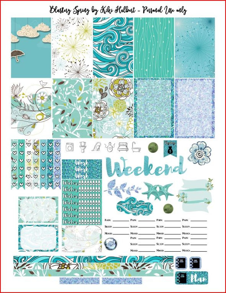 Blustery Spring Printable Stickers for the Happy Planner - Etsy
