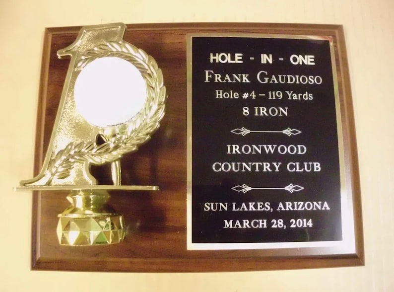 Hole in One Award Plaque Trophy Holds Your Golf Ball Personalized Free ...