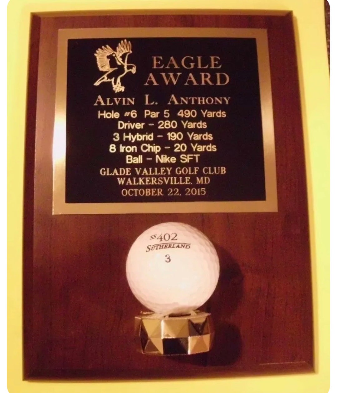 Eagle Golf Award Trophy Plaque Holds Your Golf Ball Free Shipping - Etsy