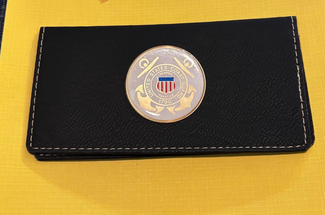 USCG Coast Guard Faux Leather Black Checkbook Cover - Etsy