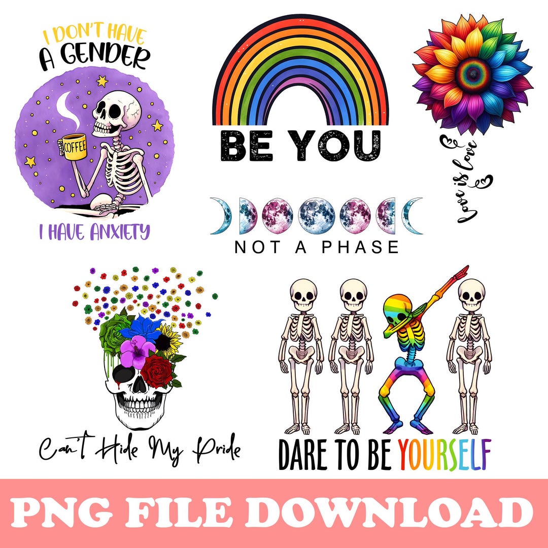 LGBTQ PNG Bundle, LGBT Skeleton Png Bundle, Gay Pride Png, Be You Png ...