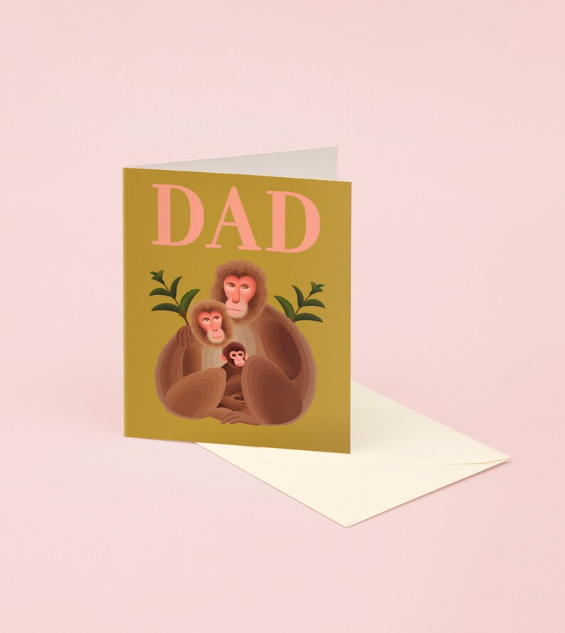 Monkey Family Happy Father's Day Card | Etsy