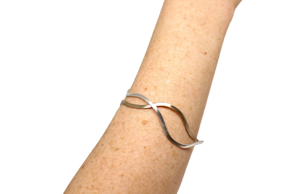 Wave Bracelet Sterling Silver or Gold Plated Metal / | Etsy
