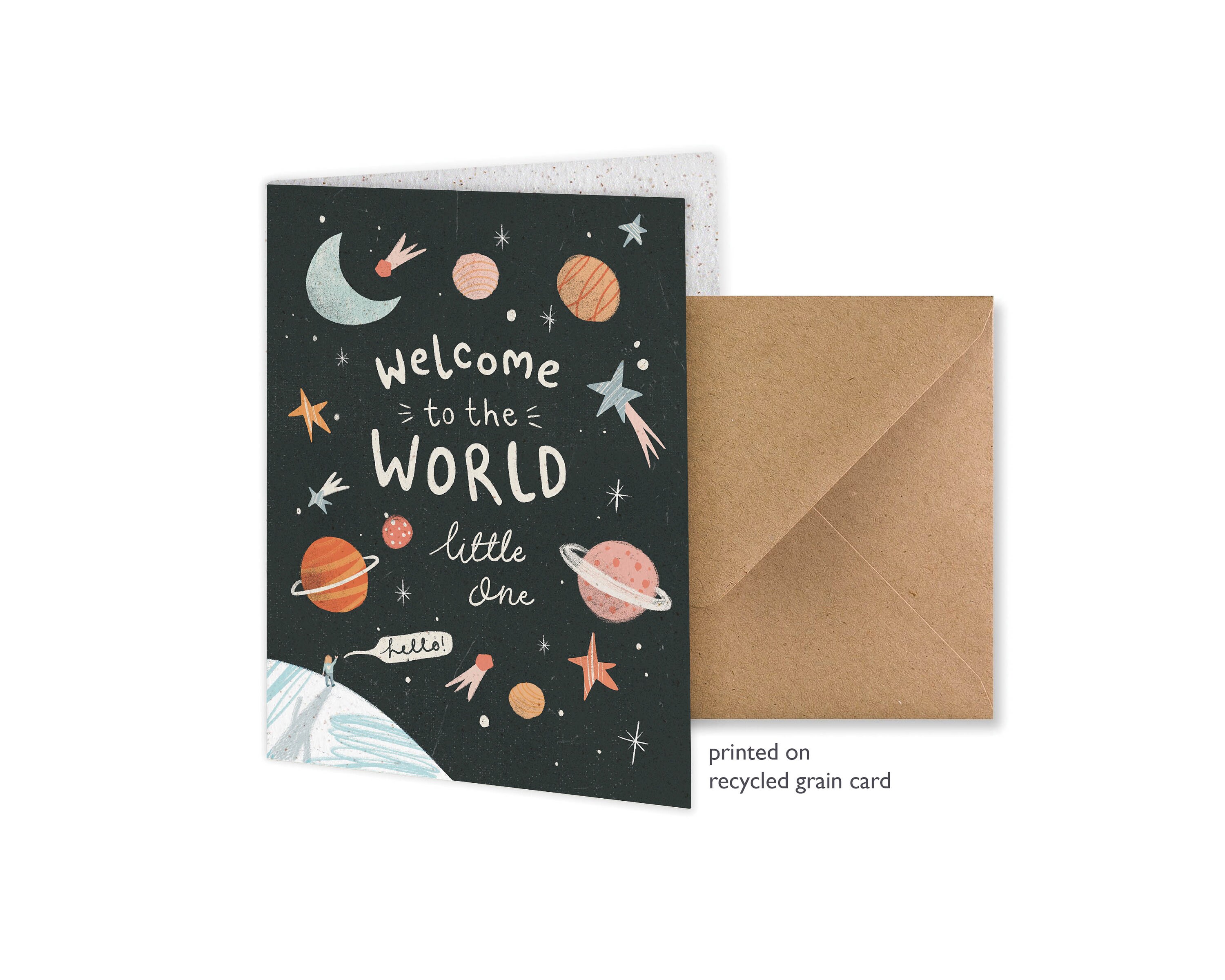 New Baby Congratulations Card - Welcome to the World Little One - Space ...