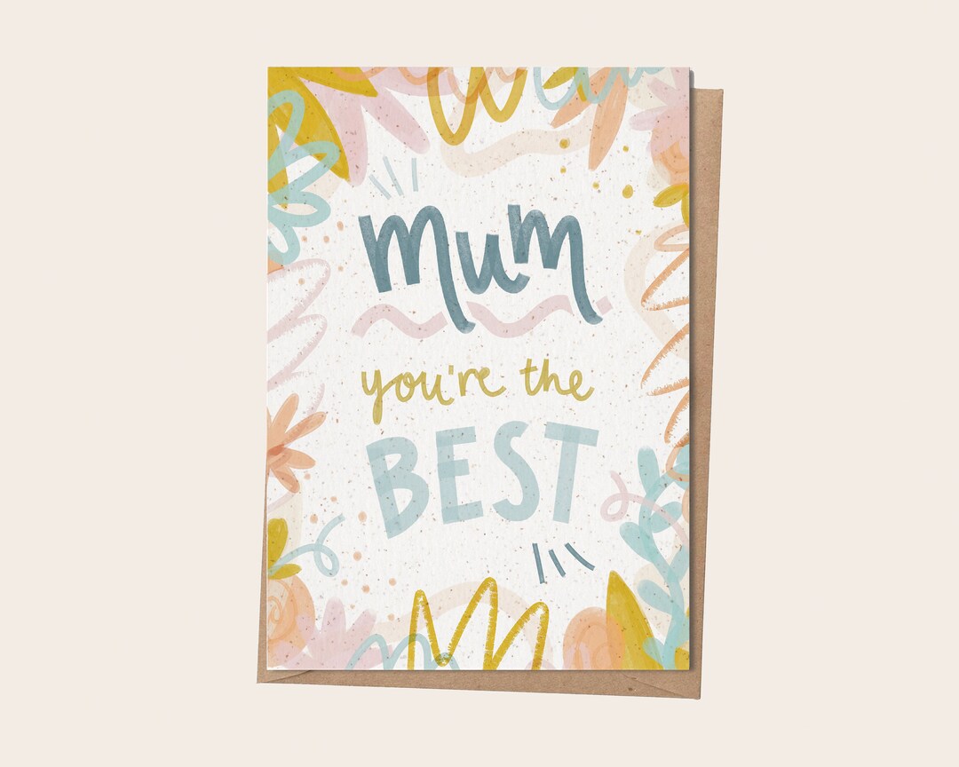 Mothers' Day Card 'mum You're the Best' - Jazzy Floral - on Recycled ...