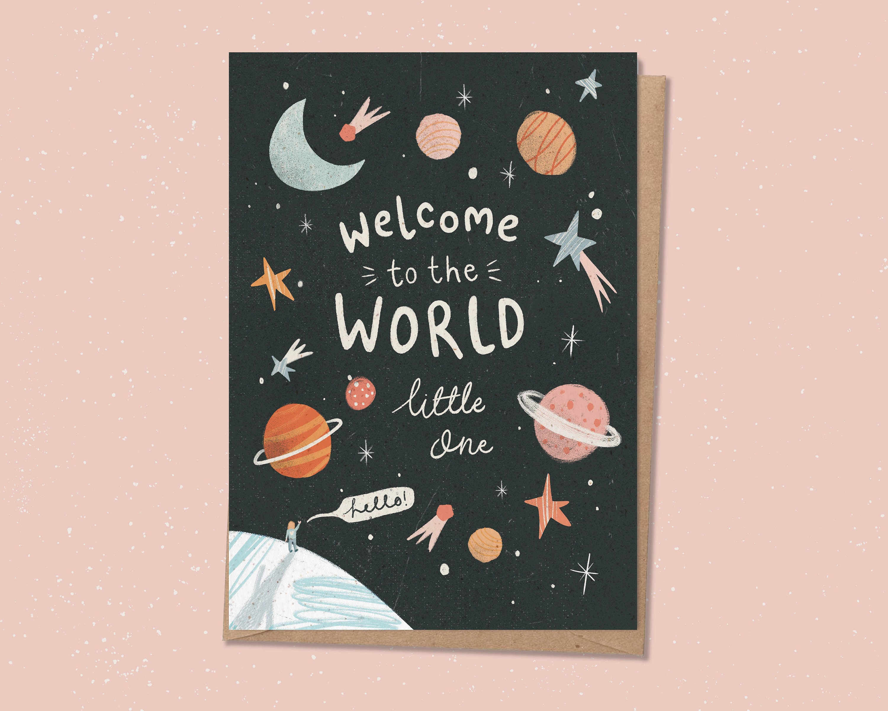 New Baby Congratulations Card - Welcome to the World Little One - Space ...