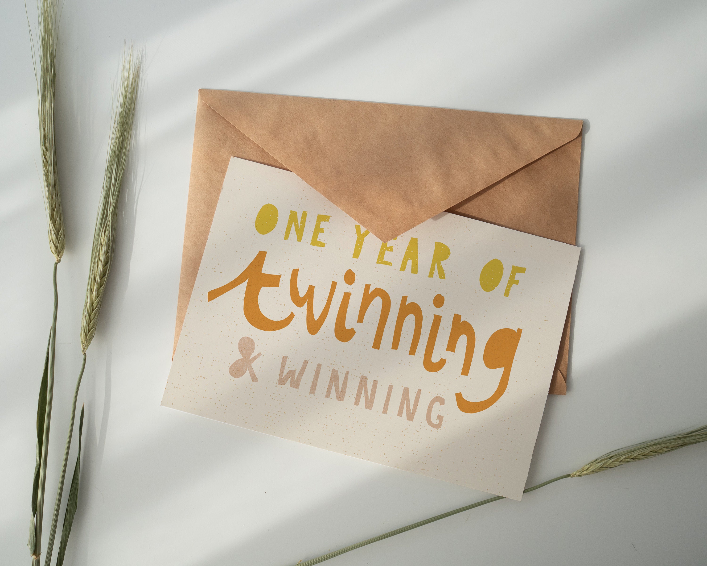 One Year of Twinning and Winning - Twins First Birthday Card Printed on ...
