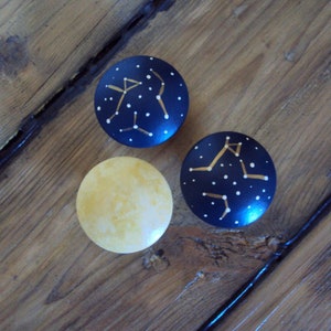 Celestial Moon Knobs - Wooden Cabinet Cupboard Knobs - Decorative Lunar ...