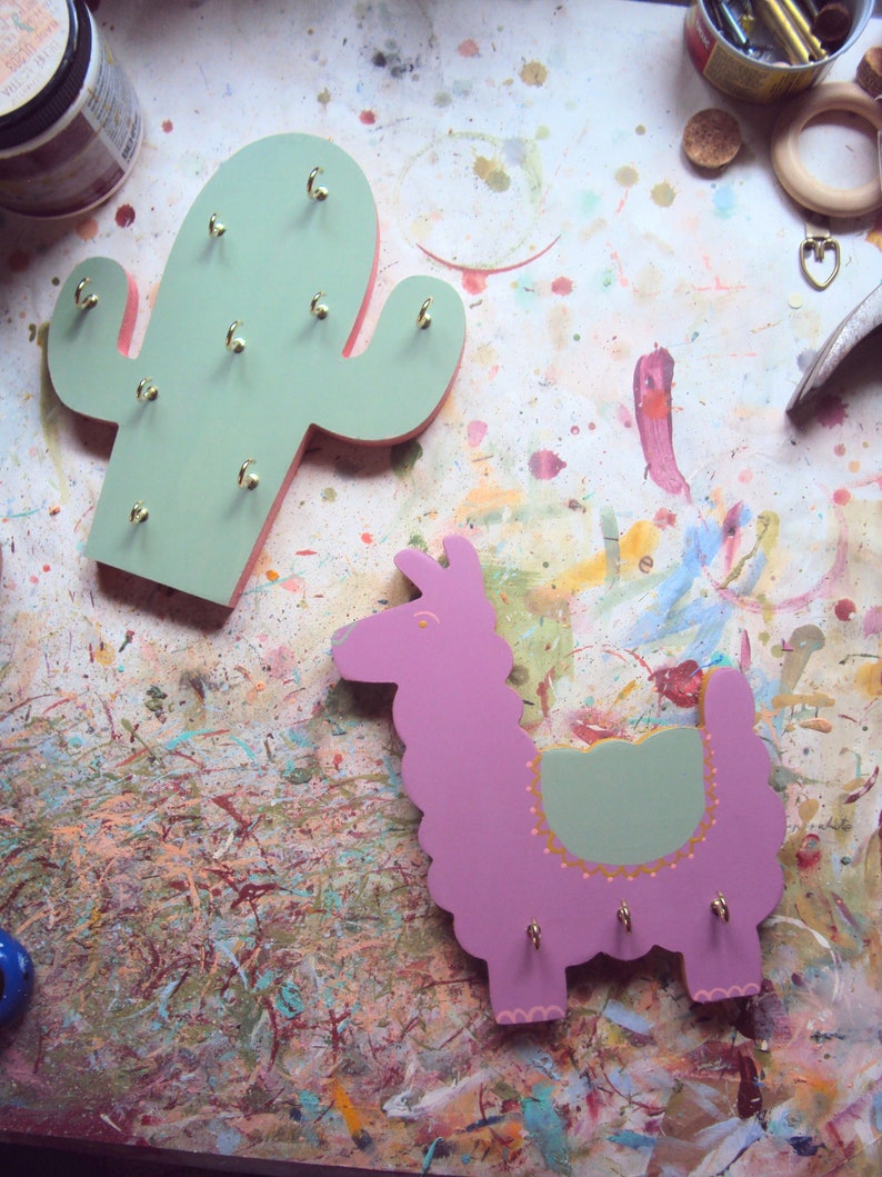 Llama Jewelry Hanger Wall Animal Key Rack Wooden Necklace - Etsy