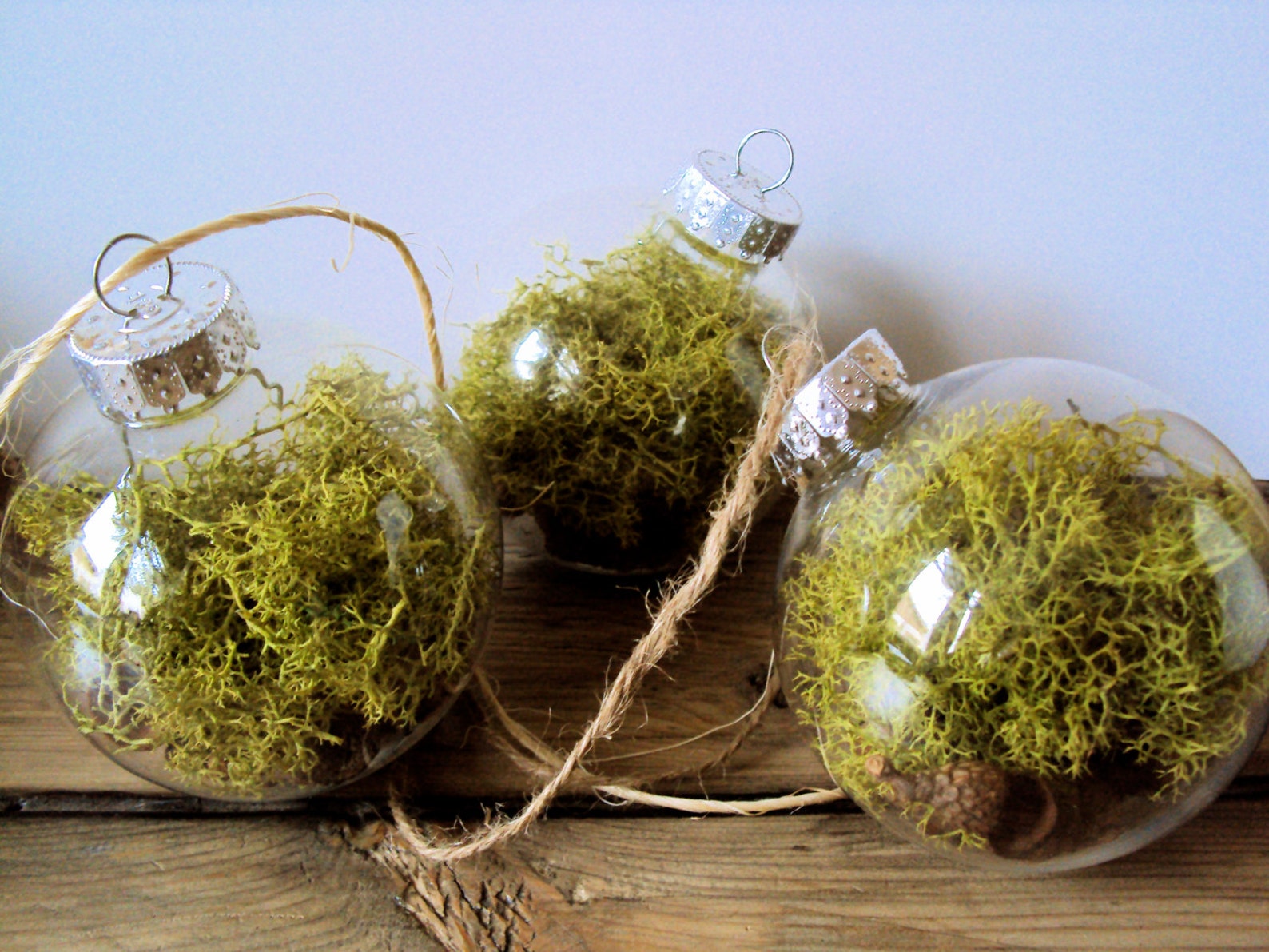 Set of 3 Moss Bauble Ornaments Woodland Spring Wedding Decor | Etsy