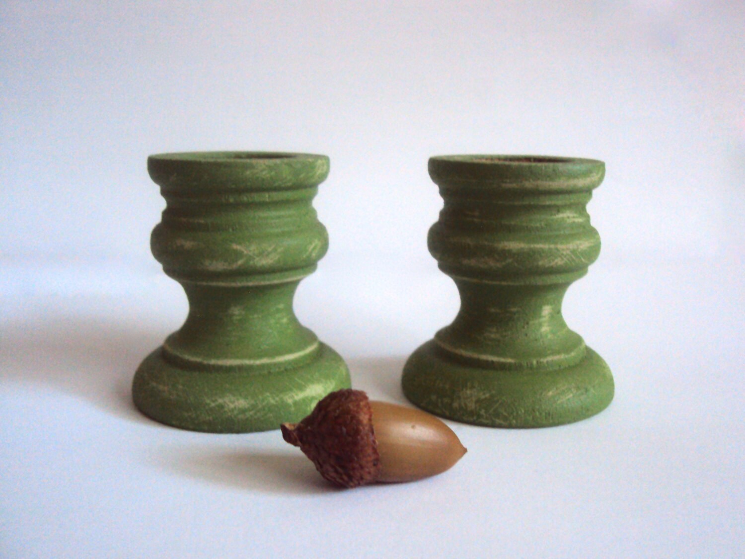Small Green Candle Cups Primitive Taper Candlestick Holders | Etsy